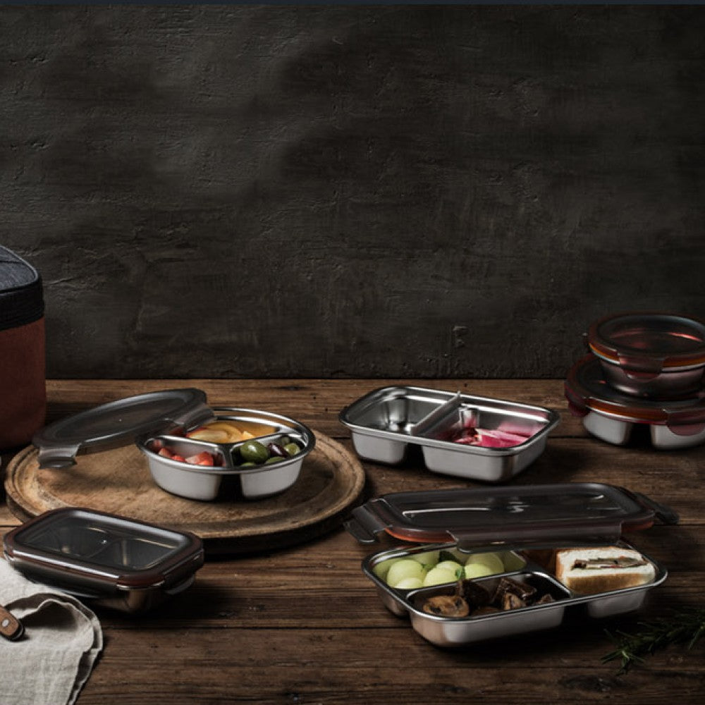 Cuitisan 3 Partition Cromsteel Microwaveable Rectangle Containers – The ...