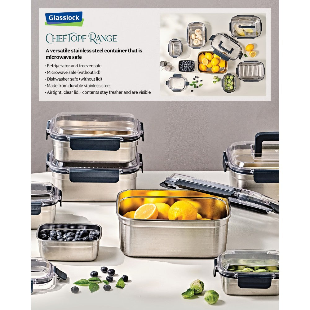 Glasslock Chef Topf Range Microwaveable Steel Containers – The Home ...